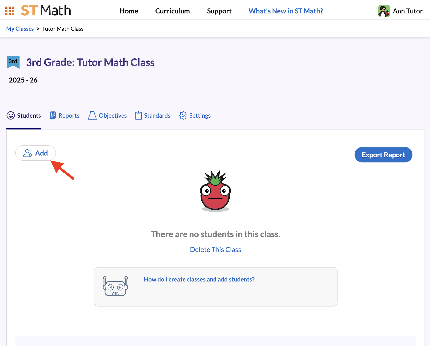 How do I create a class and add students in CSR? – ST Math Help